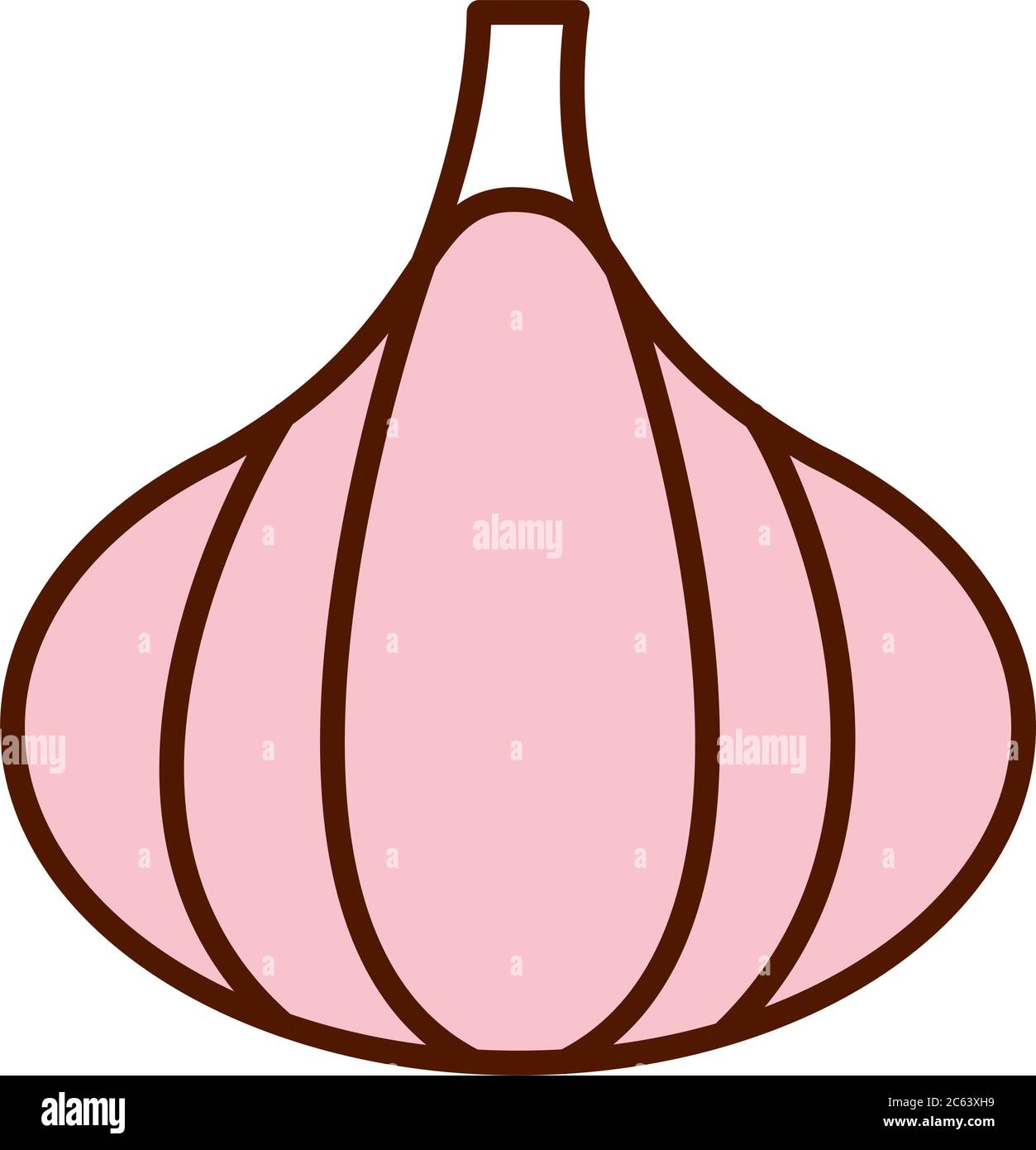 healthy food fresh vegetable raw garlic cloves ingredient line and fill ...