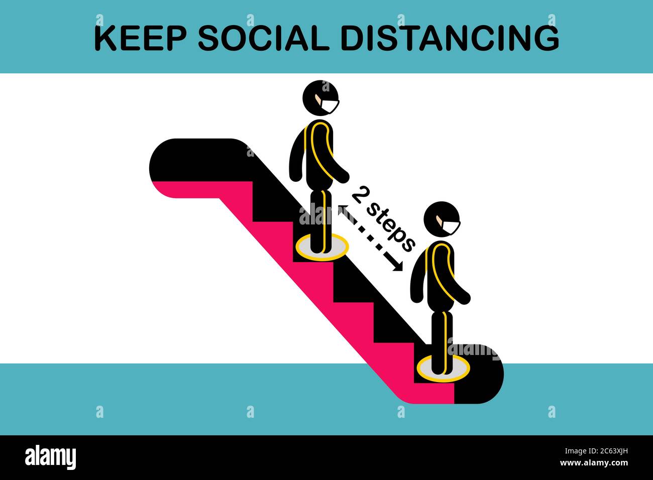 Icon new normal and Social distancing.People keep 2 step distance on ...