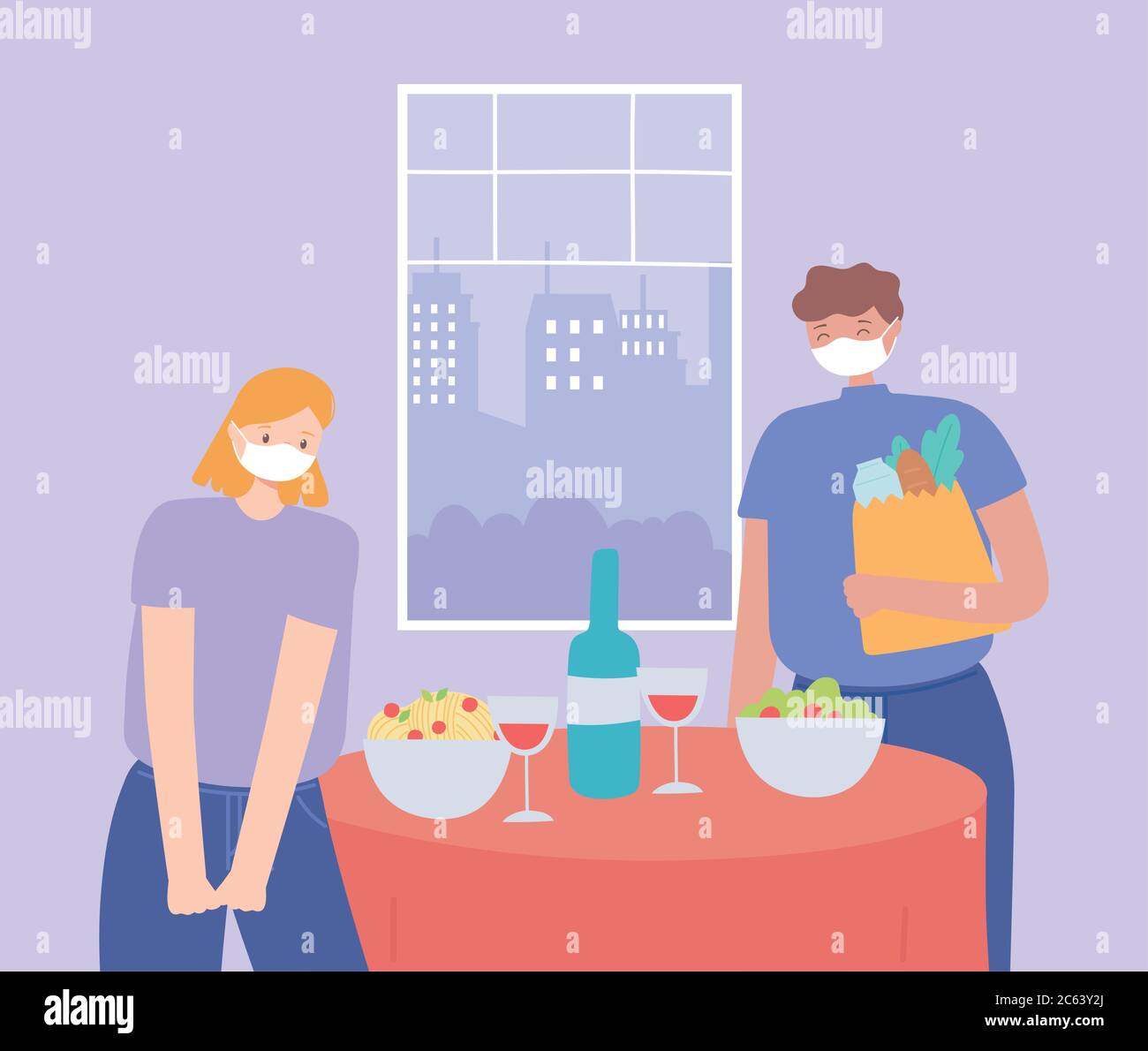 restaurant social distancing, couple have dinner together, covid 19 ...