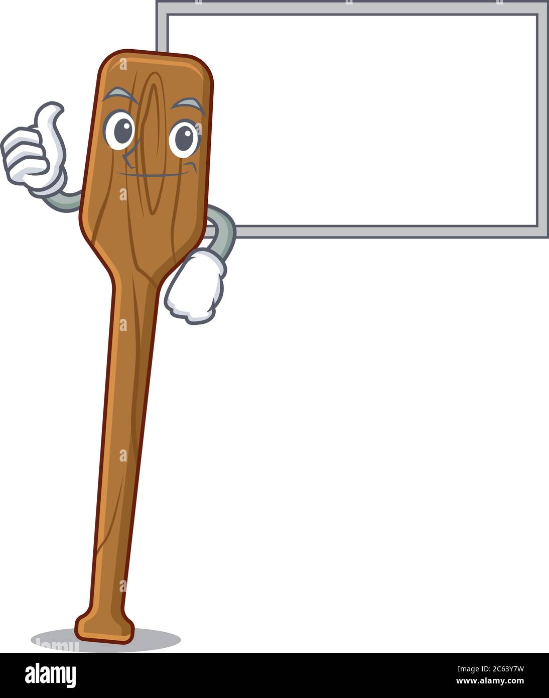 Oars cartoon design with Thumbs up finger bring a white board Stock ...