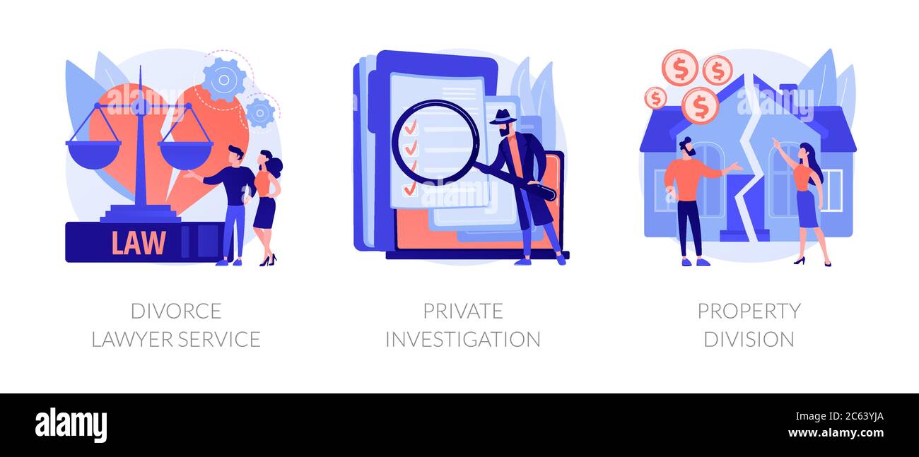 Legal service and investigation abstract concept vector illustrations ...