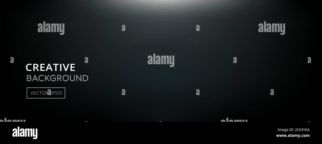 Dark smooth gradient black banner background with white light shining ...