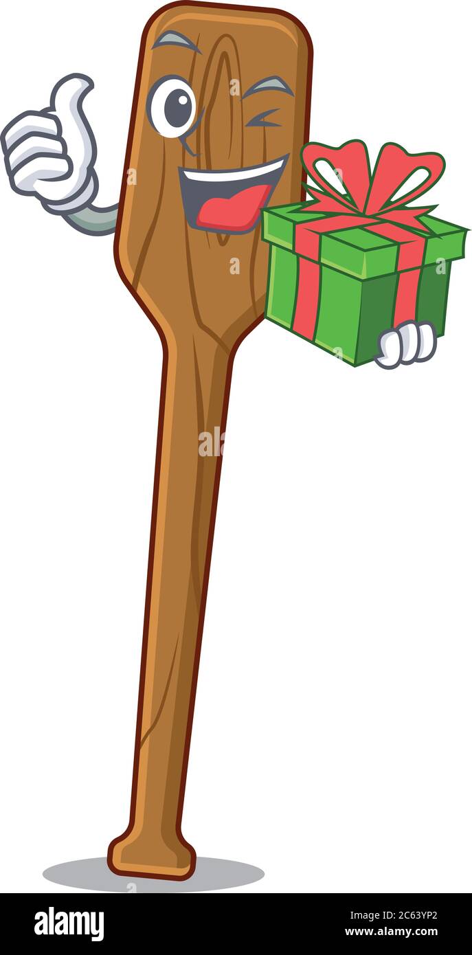 joyful oars cartoon character with a big gift box Stock Vector Image ...