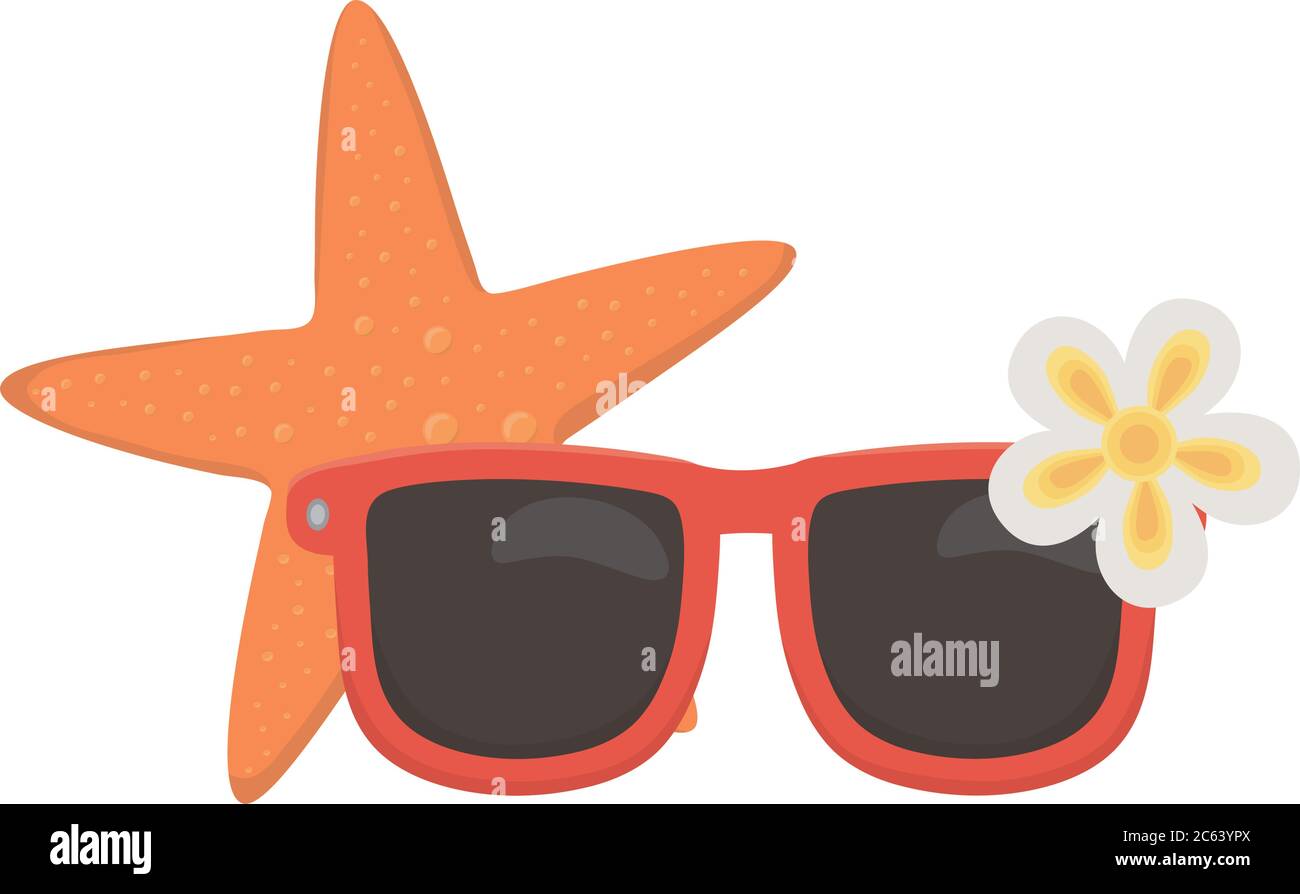 summer travel and vacation beach sunglasses starfish and flower ...