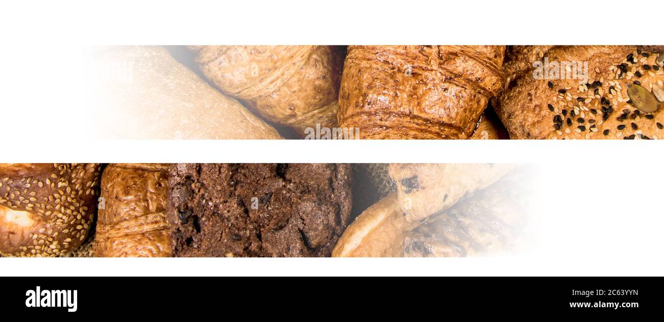 Top view banner Bakery on wood background Stock Photo - Alamy