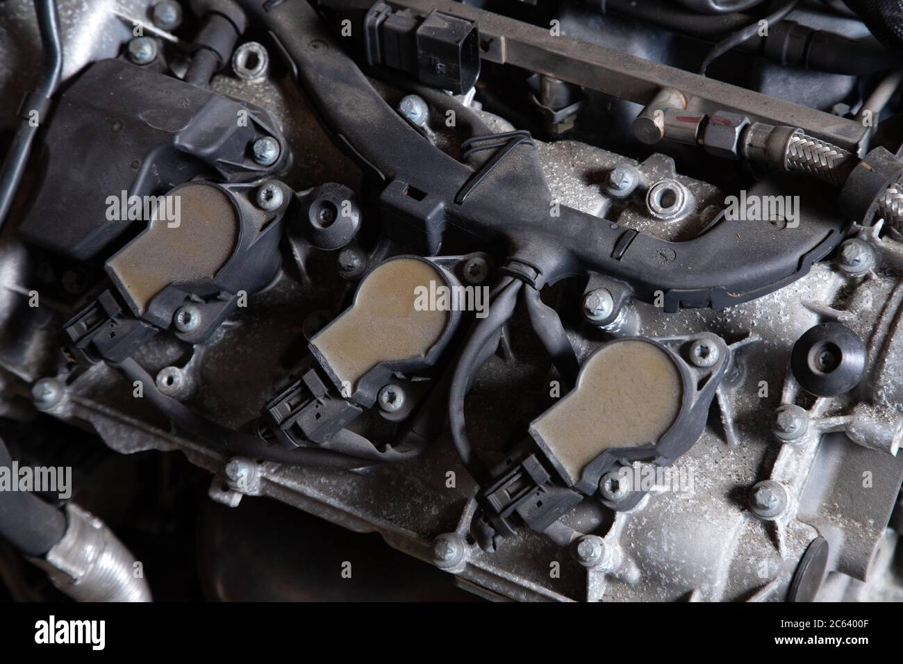 Closeup of a clean motor block, . Internal combustion engine Stock ...