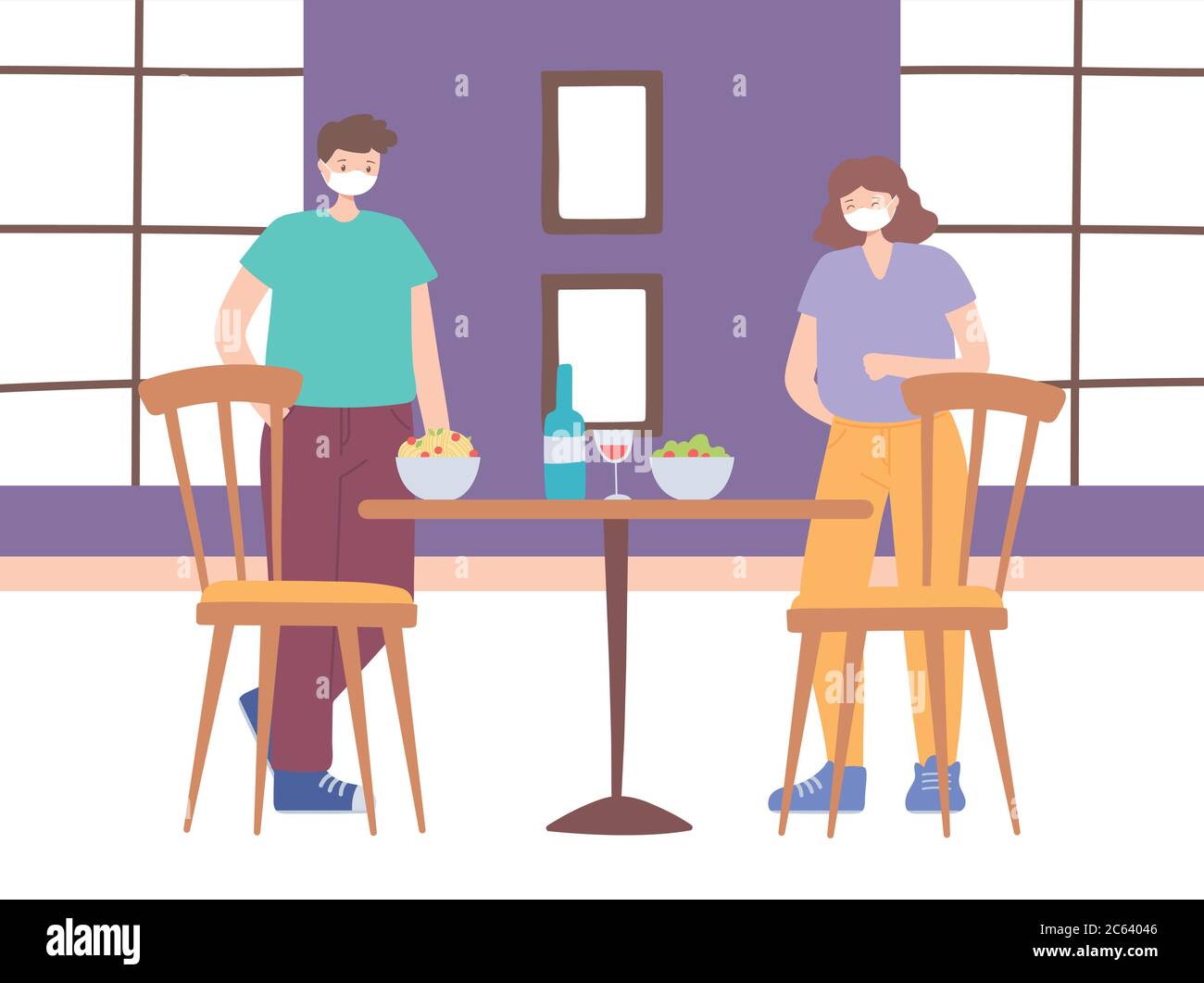 restaurant social distancing, table distance to protect people from ...