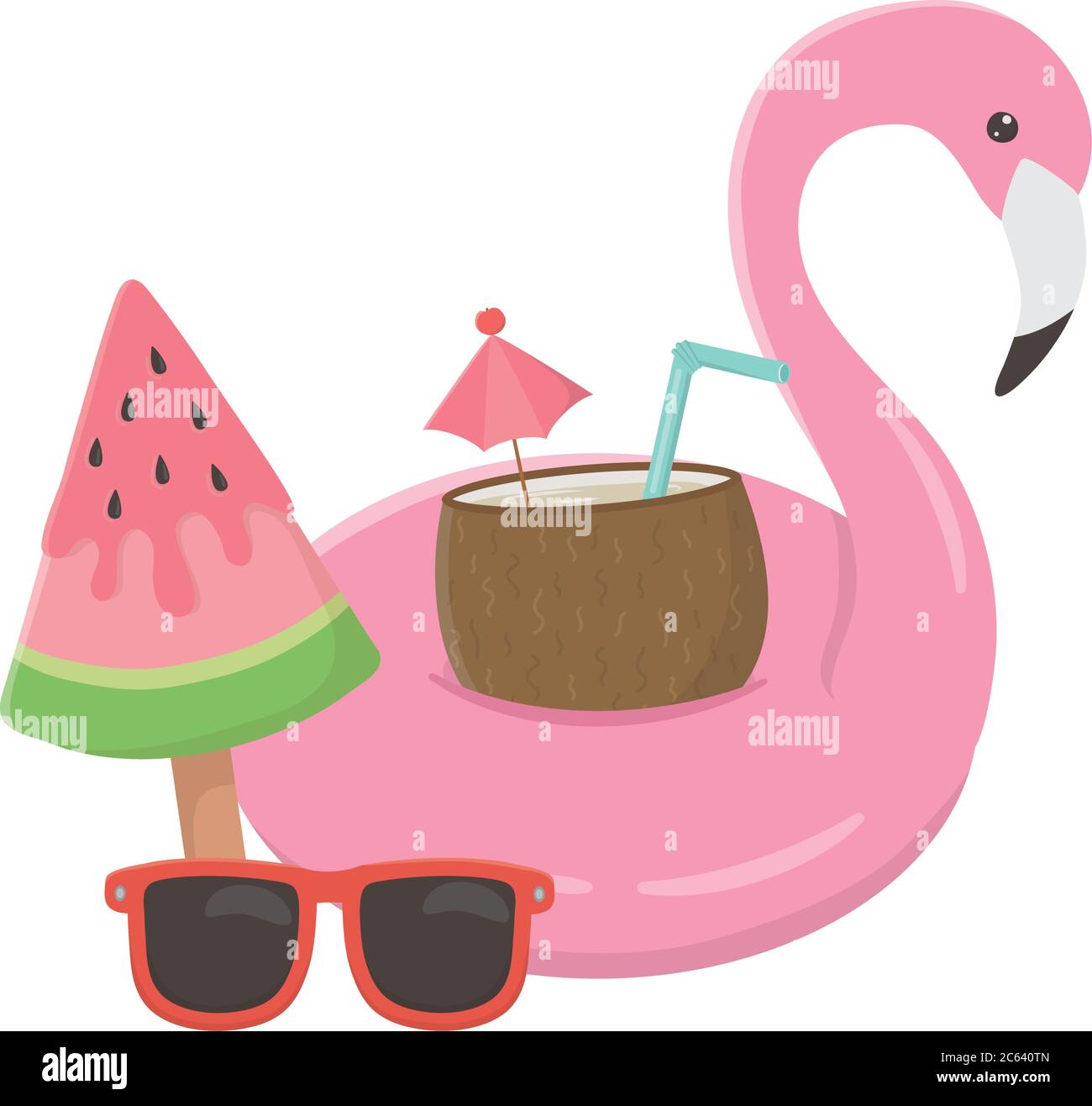 summer travel and vacation float flamingo coconut cocktail ice cream ...