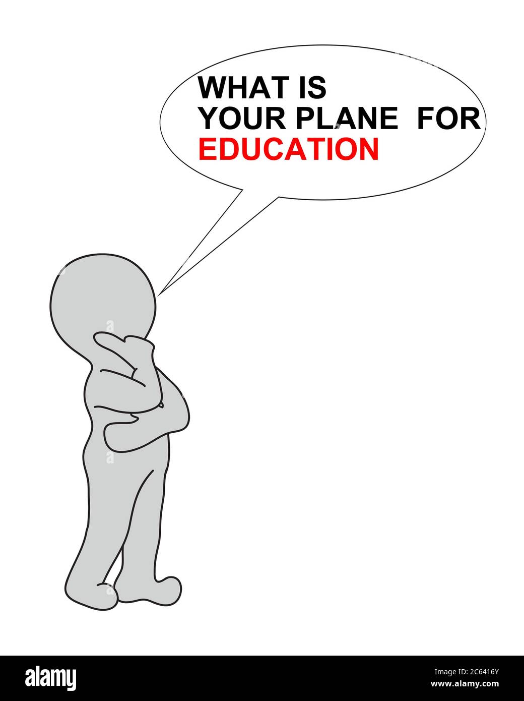 WHAT IS YOUR PLANE FOR EDUCATION on white background writing in bubble ...