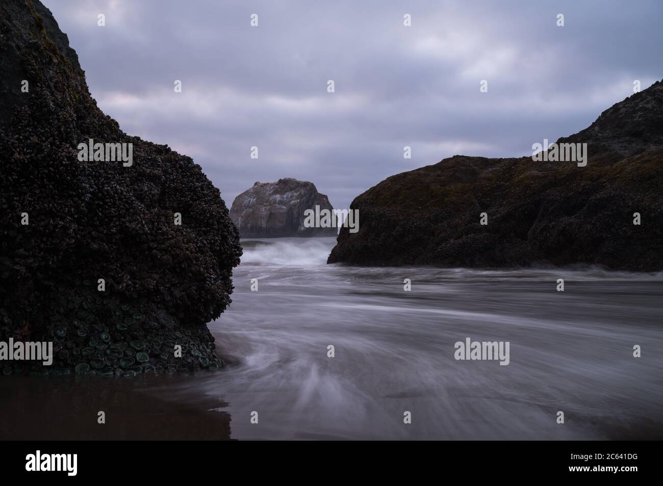Face Rock in Bandon, Oregon, a famous rock formation. Long exposure ...