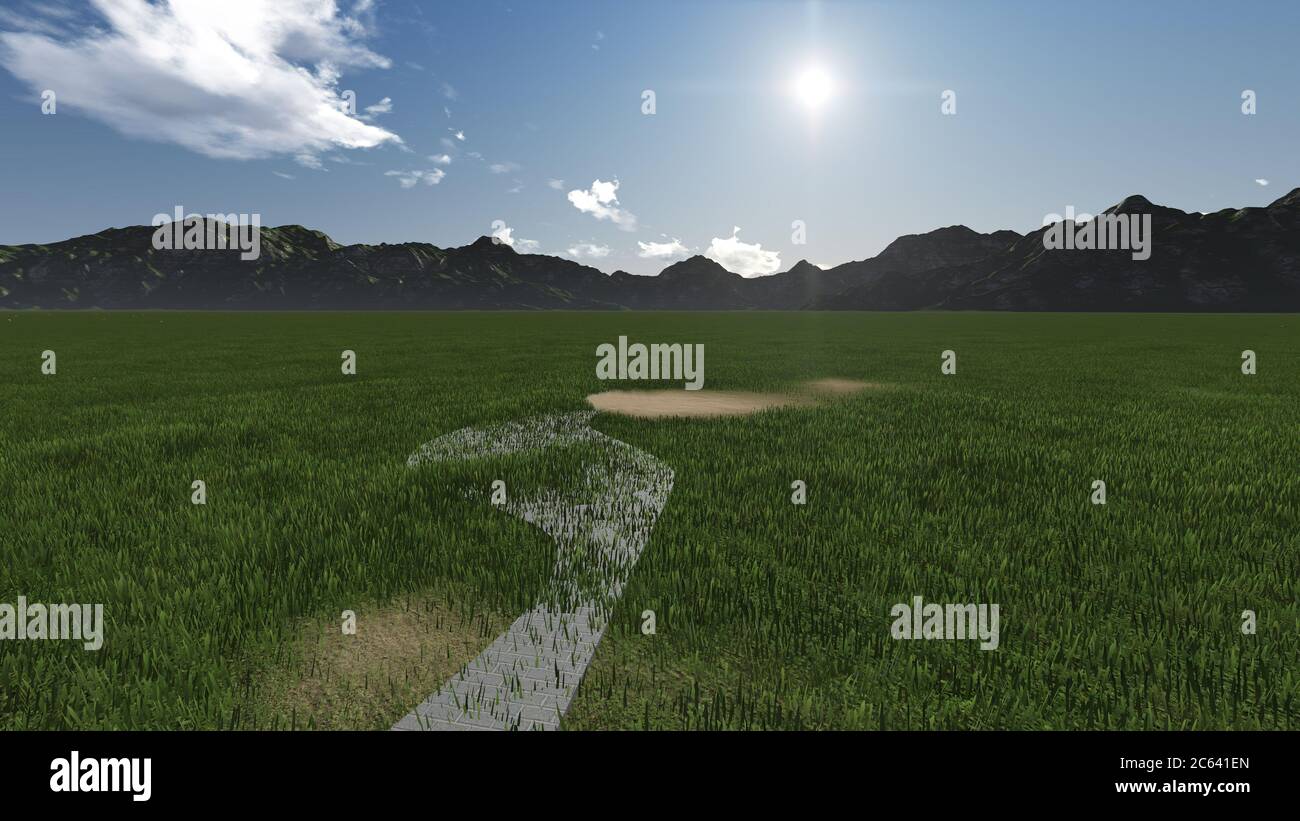 Grass field made in 3d software Stock Photo - Alamy