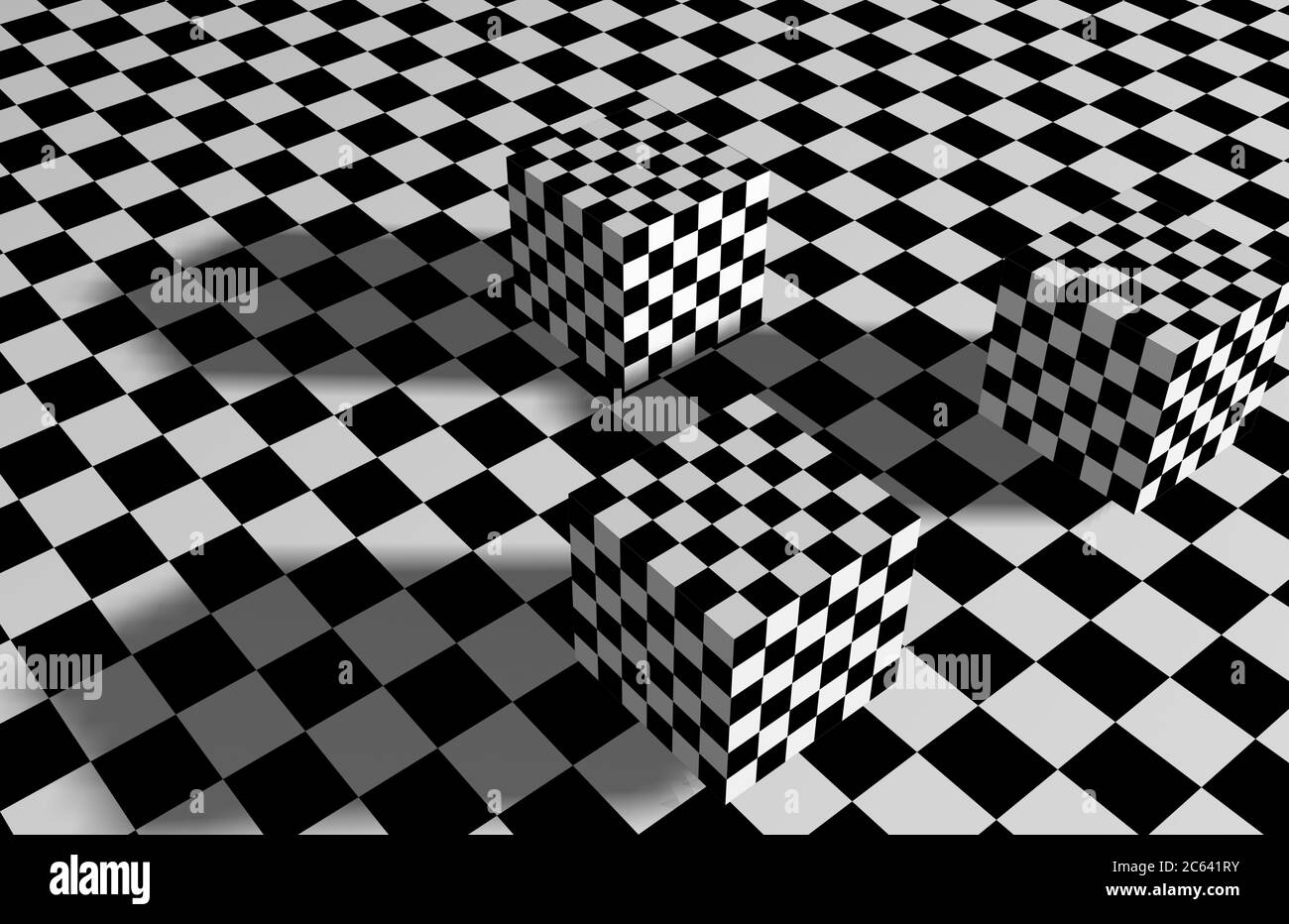 Moving cubes on checkered plane Stock Photo - Alamy