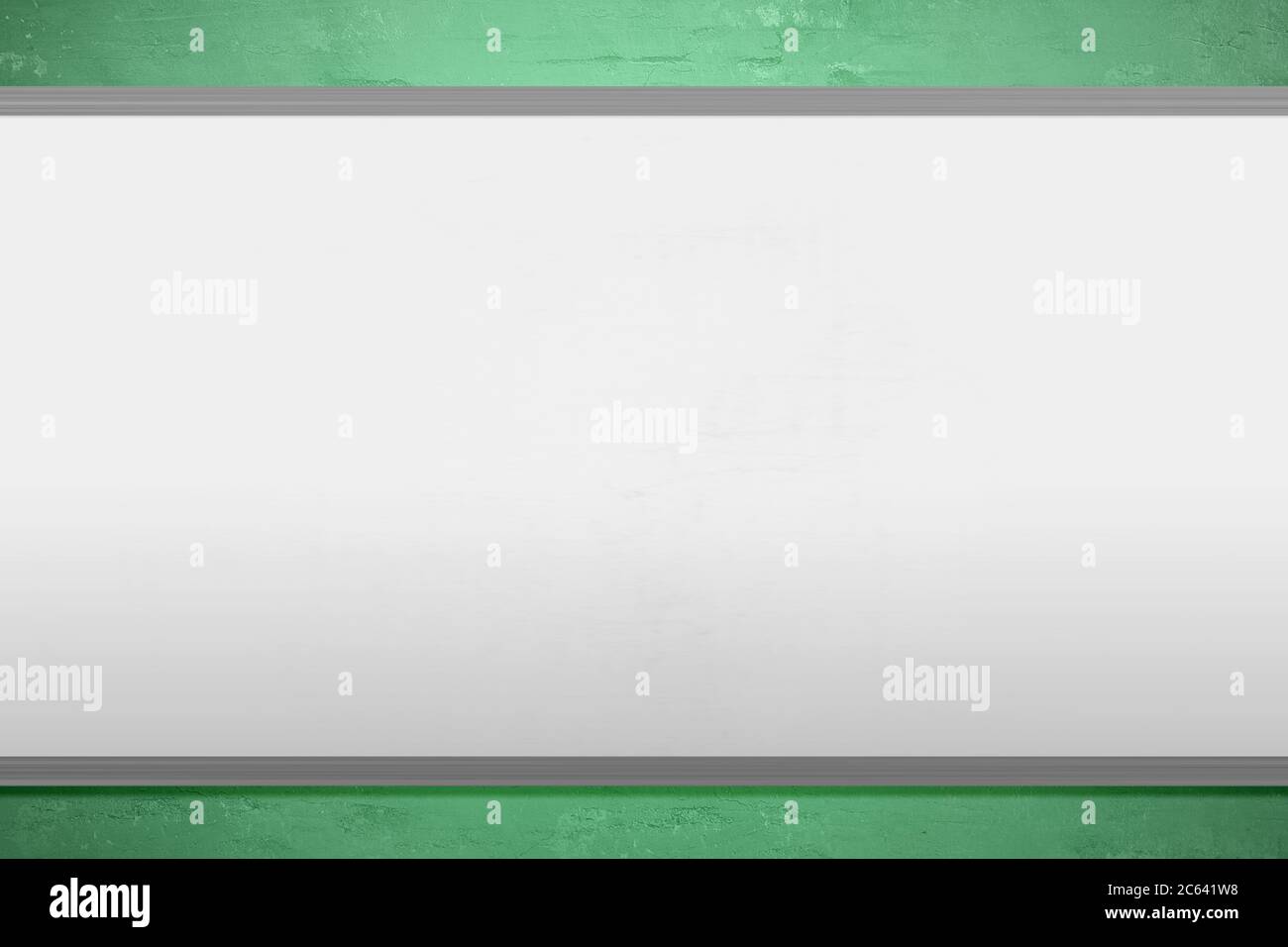 Whiteboard on green wall background Stock Photo - Alamy