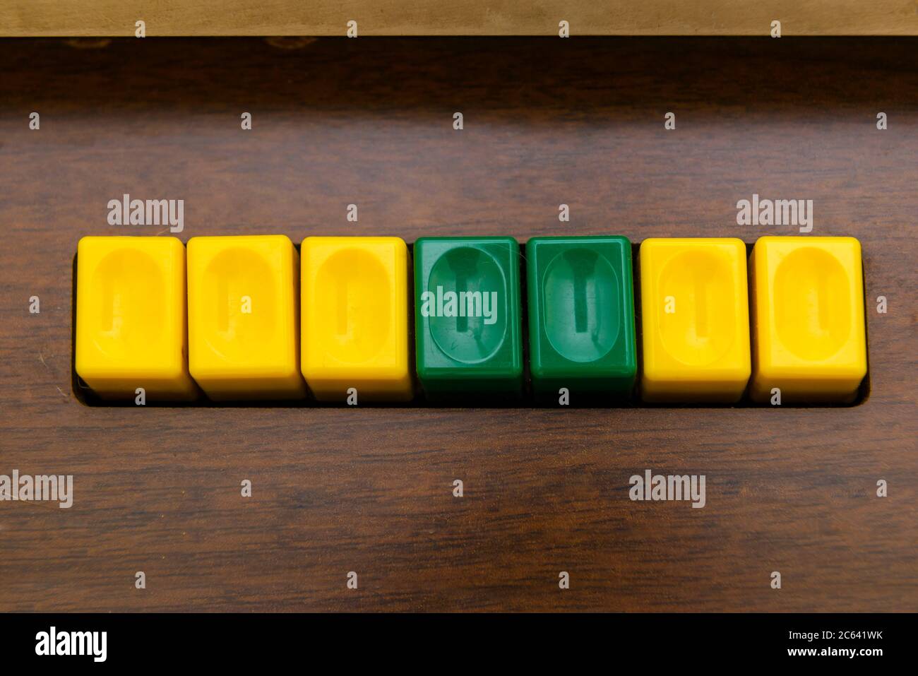 Close up view of the instrument button on old electric organ Stock ...
