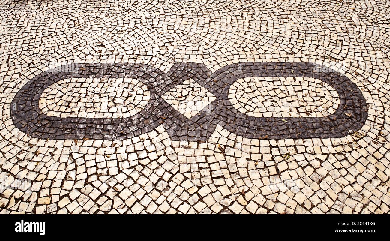 Decorative portuguese pavement stones called calcadas form a ...