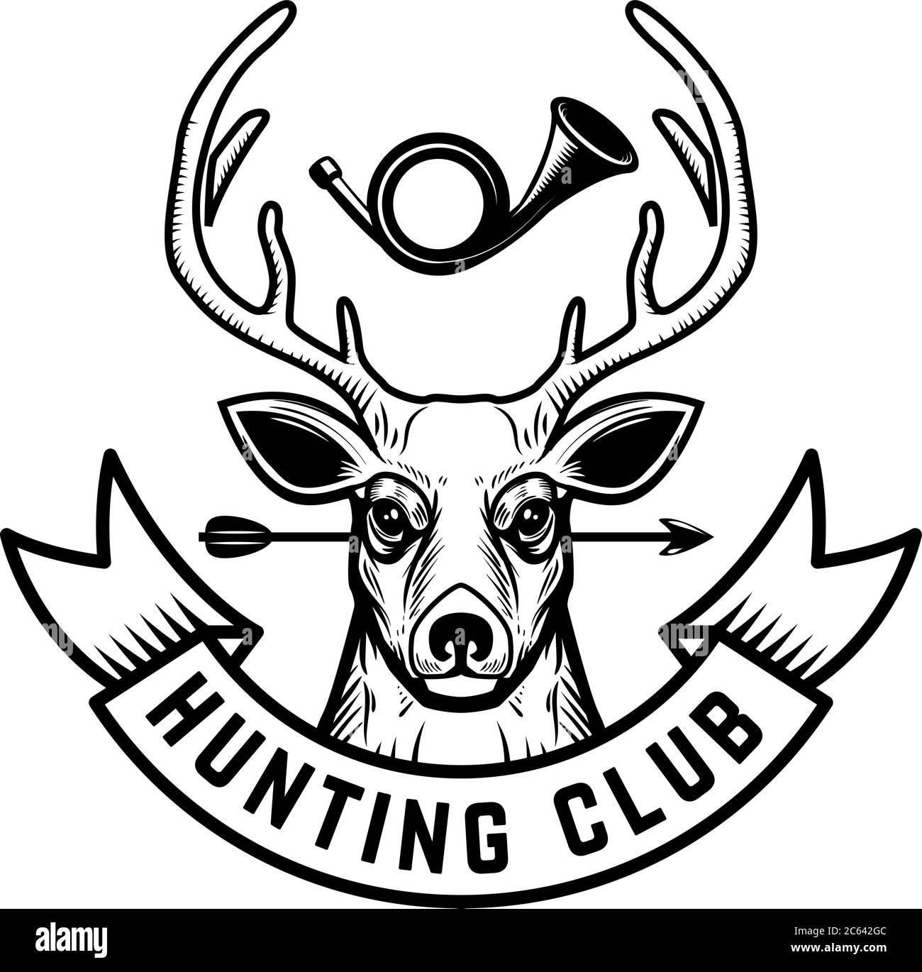 Emblem template of hunting emblem with deer head. Design element for ...