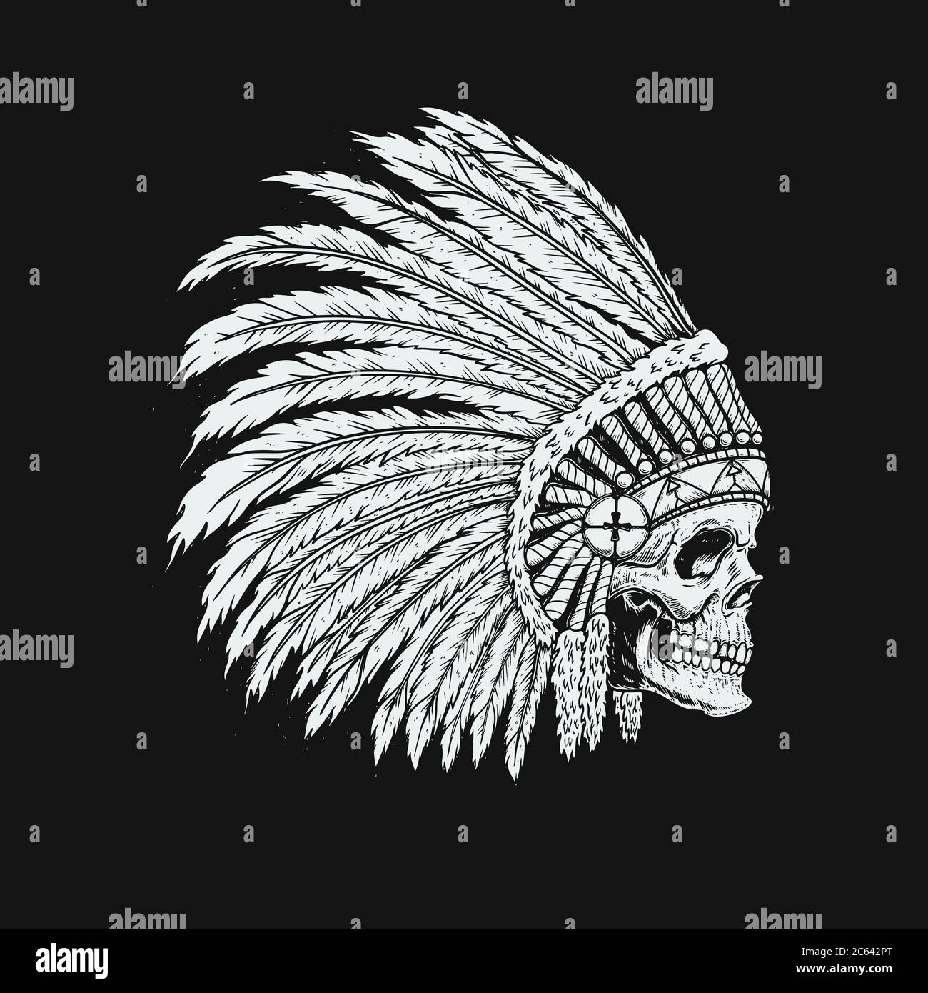 Indian Chief Skull Sketch