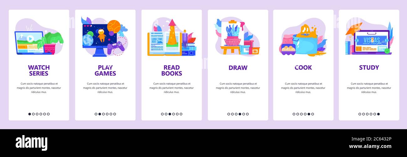 Stay home website and mobile app onboarding screens vector template Stock Vector Image & Art - Alamy