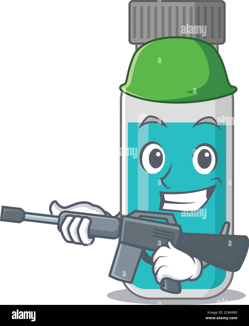 A charming army medical test bottle cartoon picture style having a ...