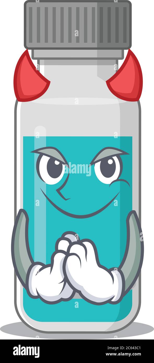 Medical test bottle clothed as devil cartoon character design on ...