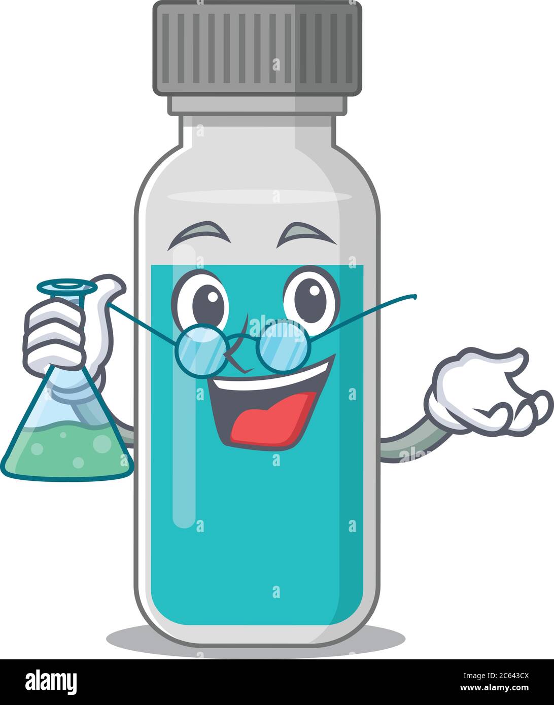 Super Genius Professor of medical test bottle Caricature character ...