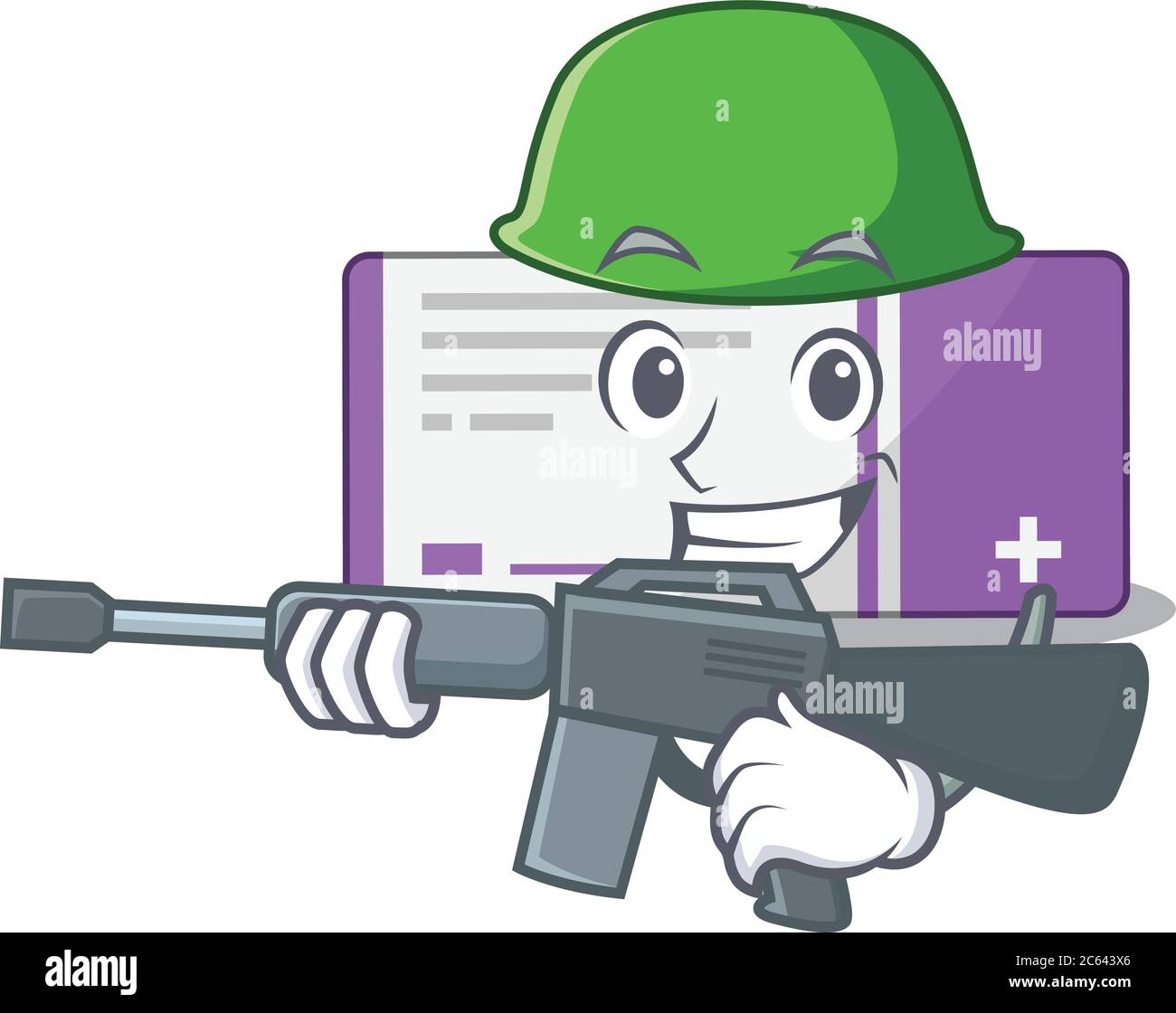 A charming army medicine box cartoon picture style having a machine gun ...