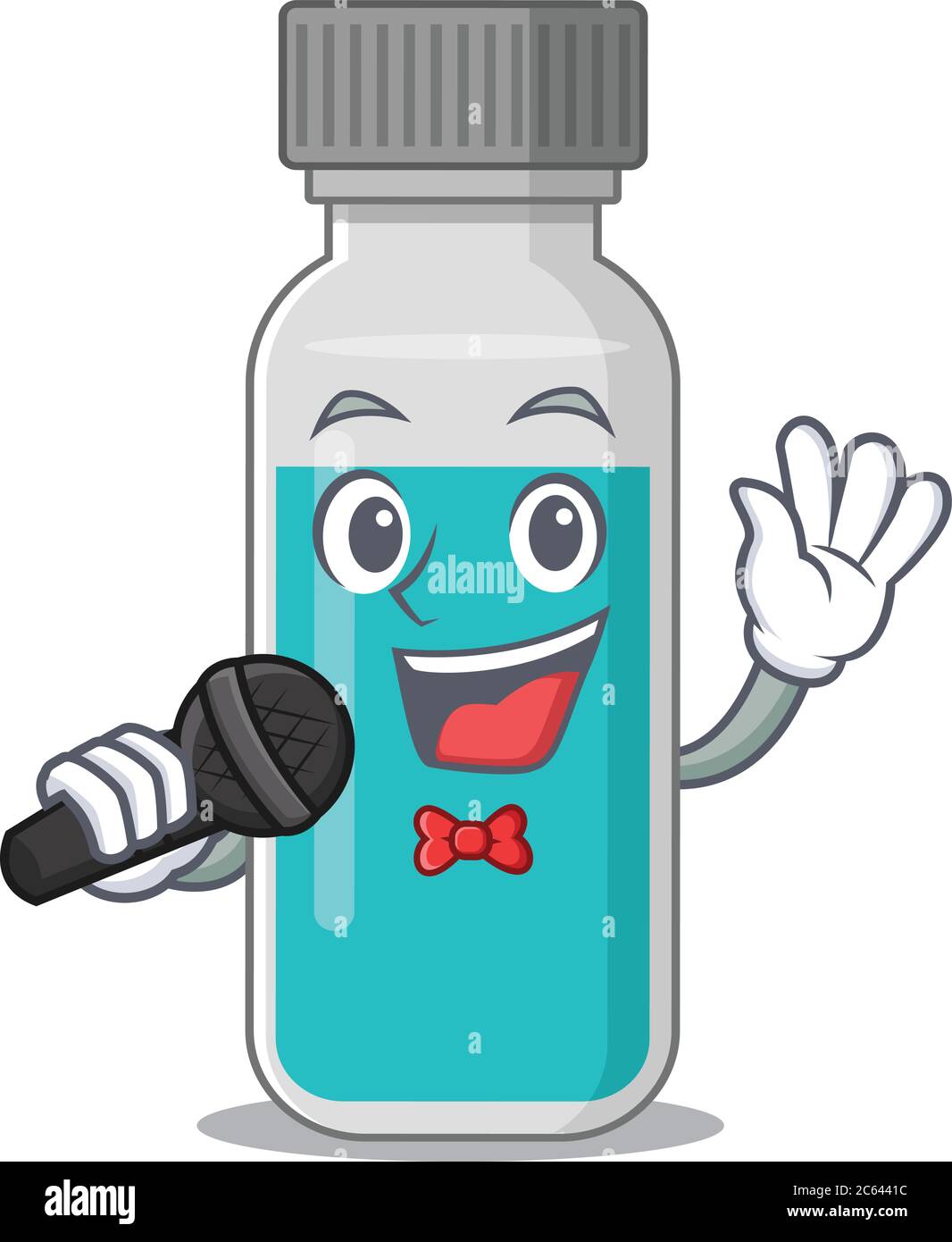 caricature character of medical test bottle happy singing with a ...