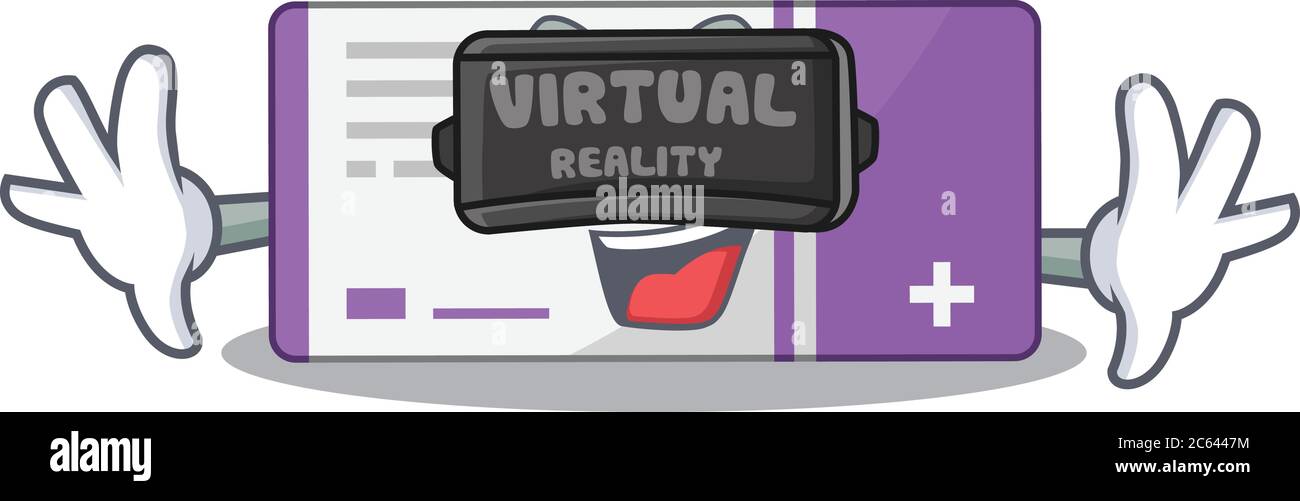 Medicine box cartoon image play a game with Virtual Reality headset ...