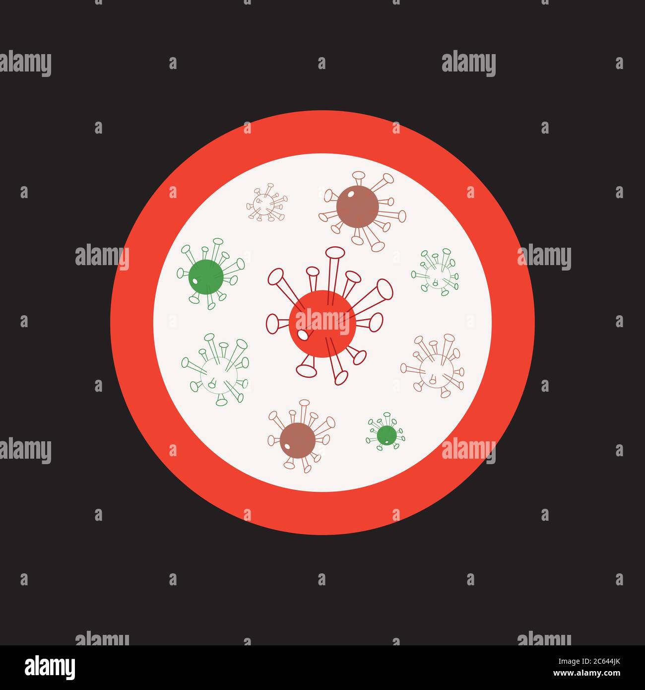 A set of icons for viral bacteria. Cartoon illustration. Microorganisms ...