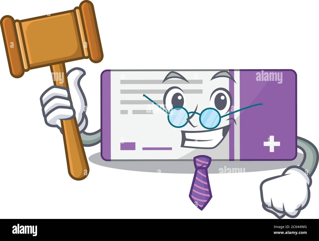 A judicious judge of medicine box caricature concept wearing glasses ...