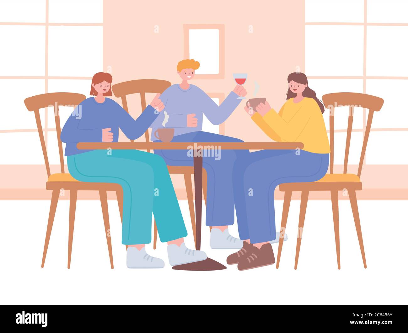 restaurant social distancing, guidance people keeping distance in food ...