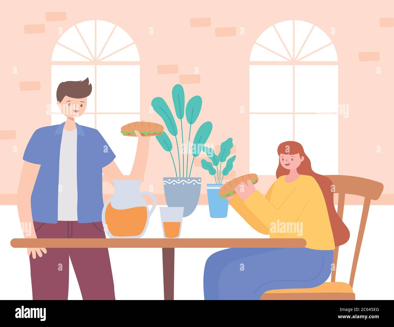 restaurant social distancing, couple eating food at table, covid 19 ...