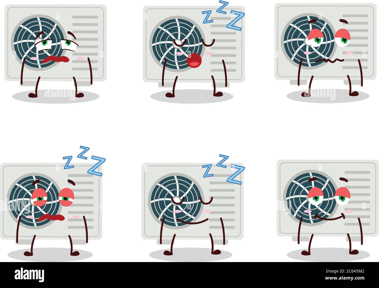 Cartoon character of air conditioner with sleepy expression Stock ...