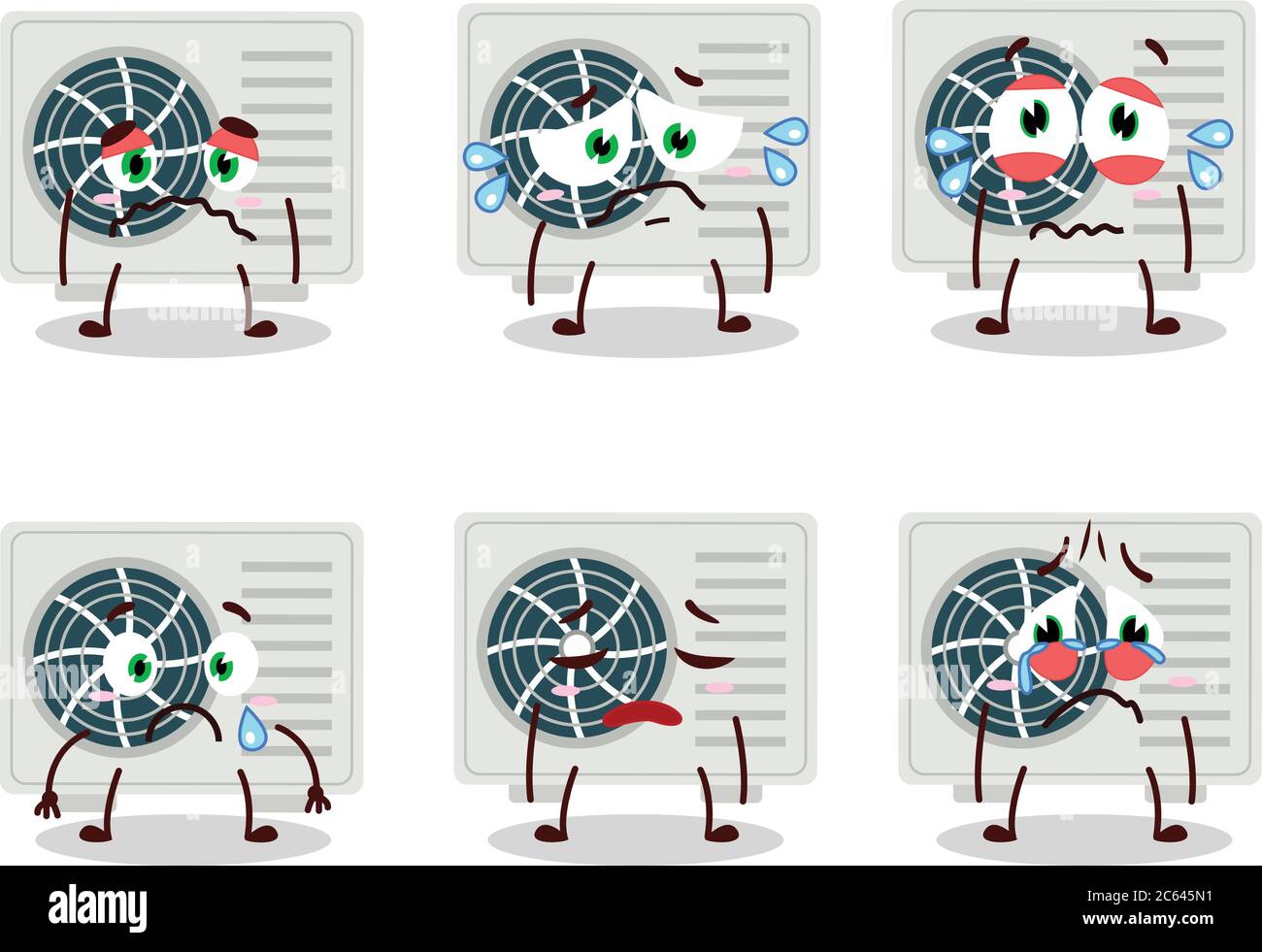 Air conditioner cartoon character with sad expression Stock Vector ...