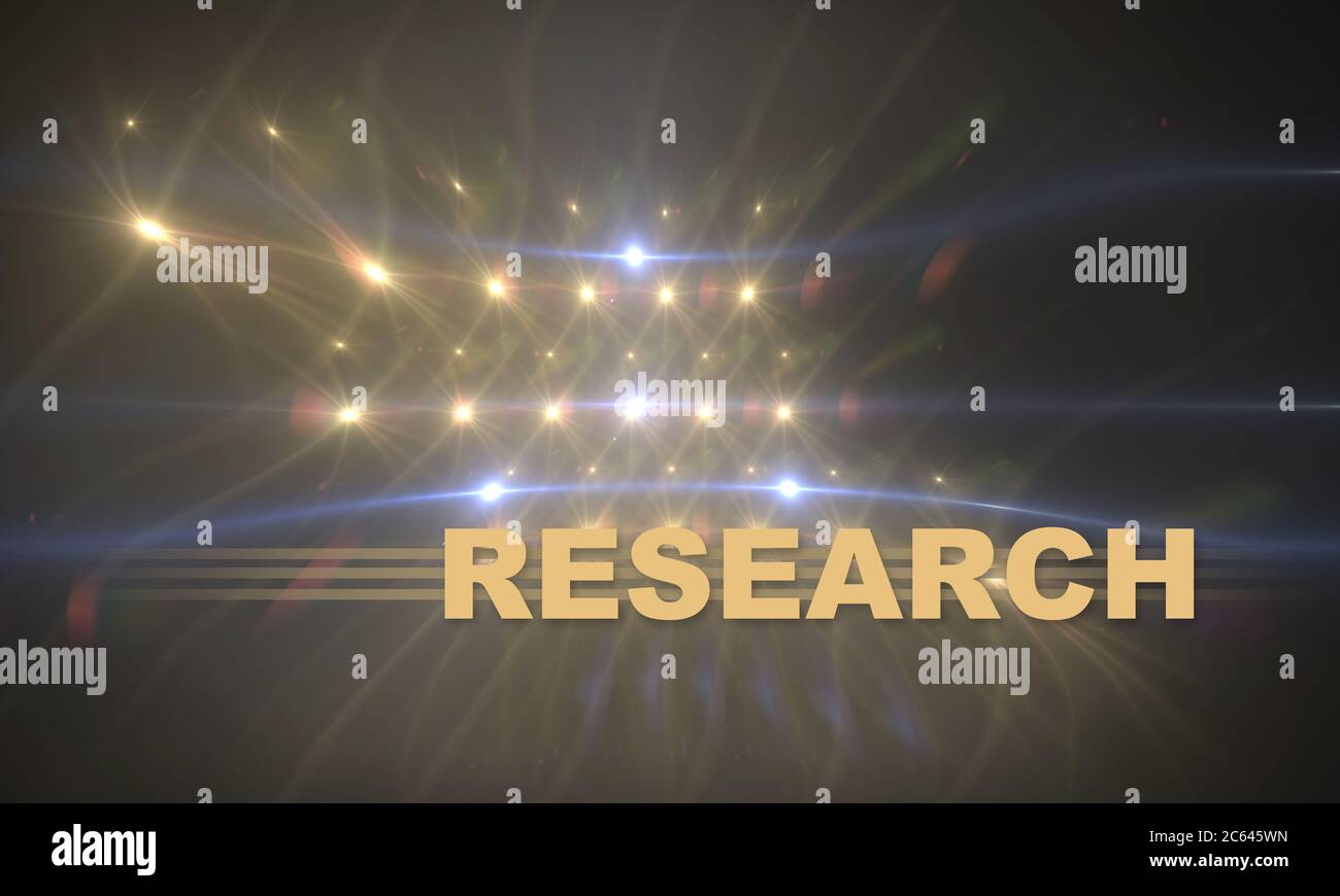 word RESEARCH writing on lines end optical flares background Stock ...