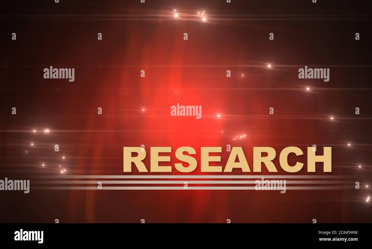 word RESEARCH writing on lines end optical flares background Stock ...