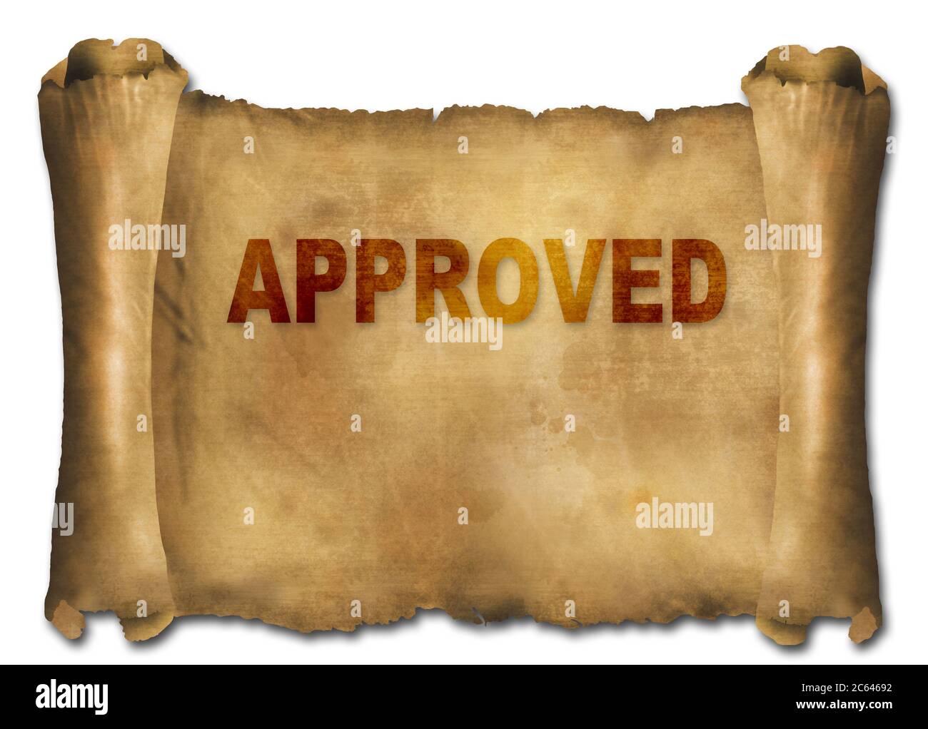 word approved on paper scroll made in 2d software Stock Photo - Alamy