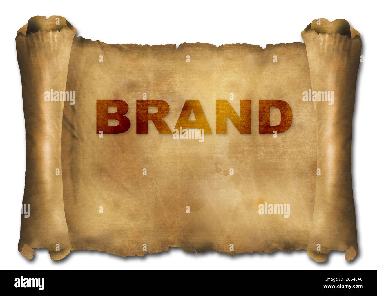 word brand on paper scroll made in 2d software Stock Photo - Alamy