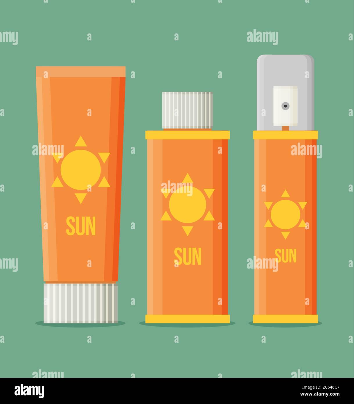 Sunscreen Care Sun Protection Cosmetics vector illustration. cream icon ...