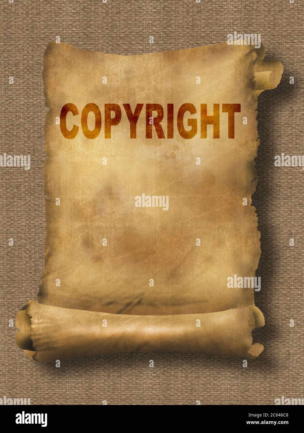 word copyright on paper scroll made in 2d software Stock Photo - Alamy
