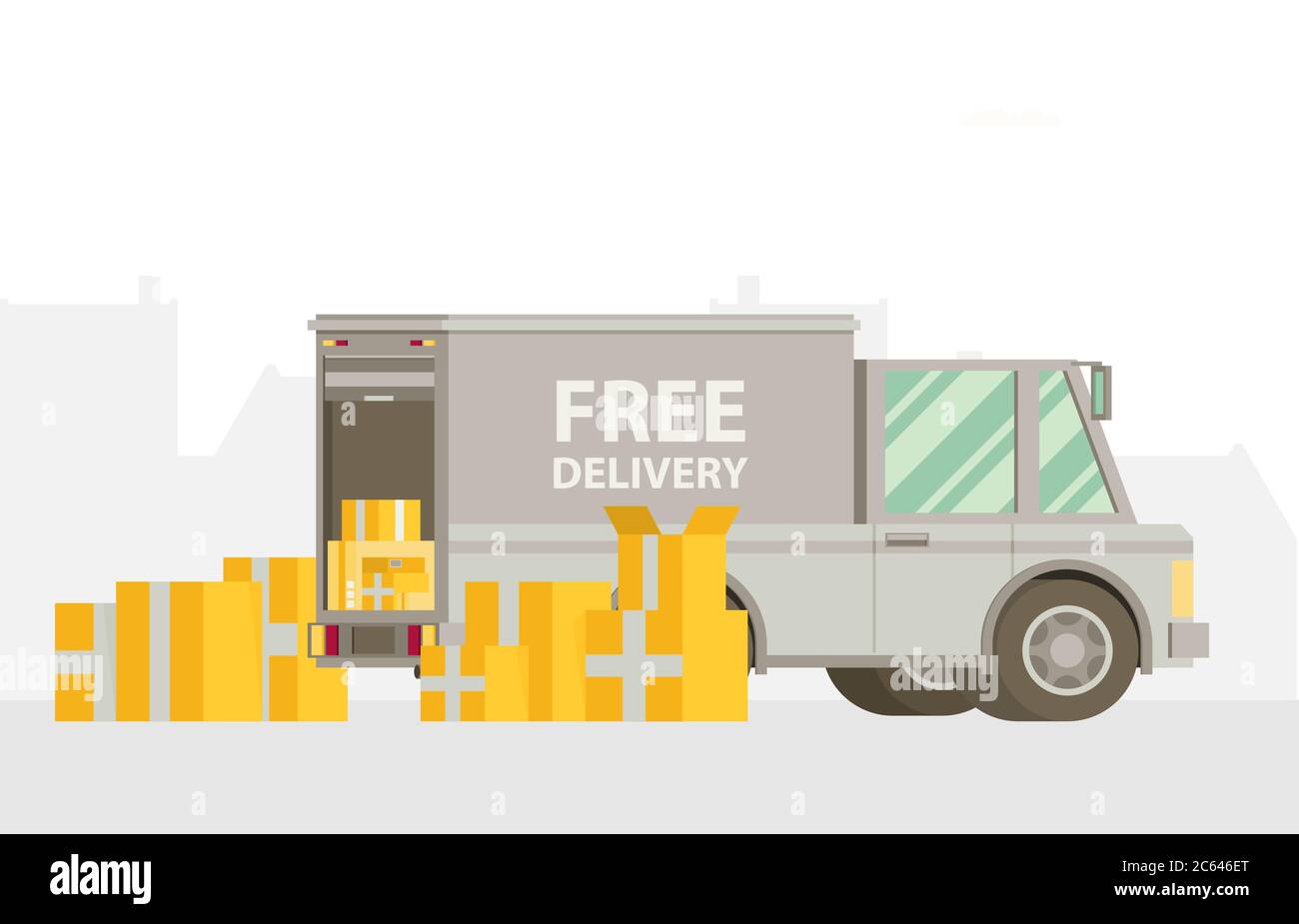 Unloading or loading trucks. Shipping cargo delivery, export or import ...