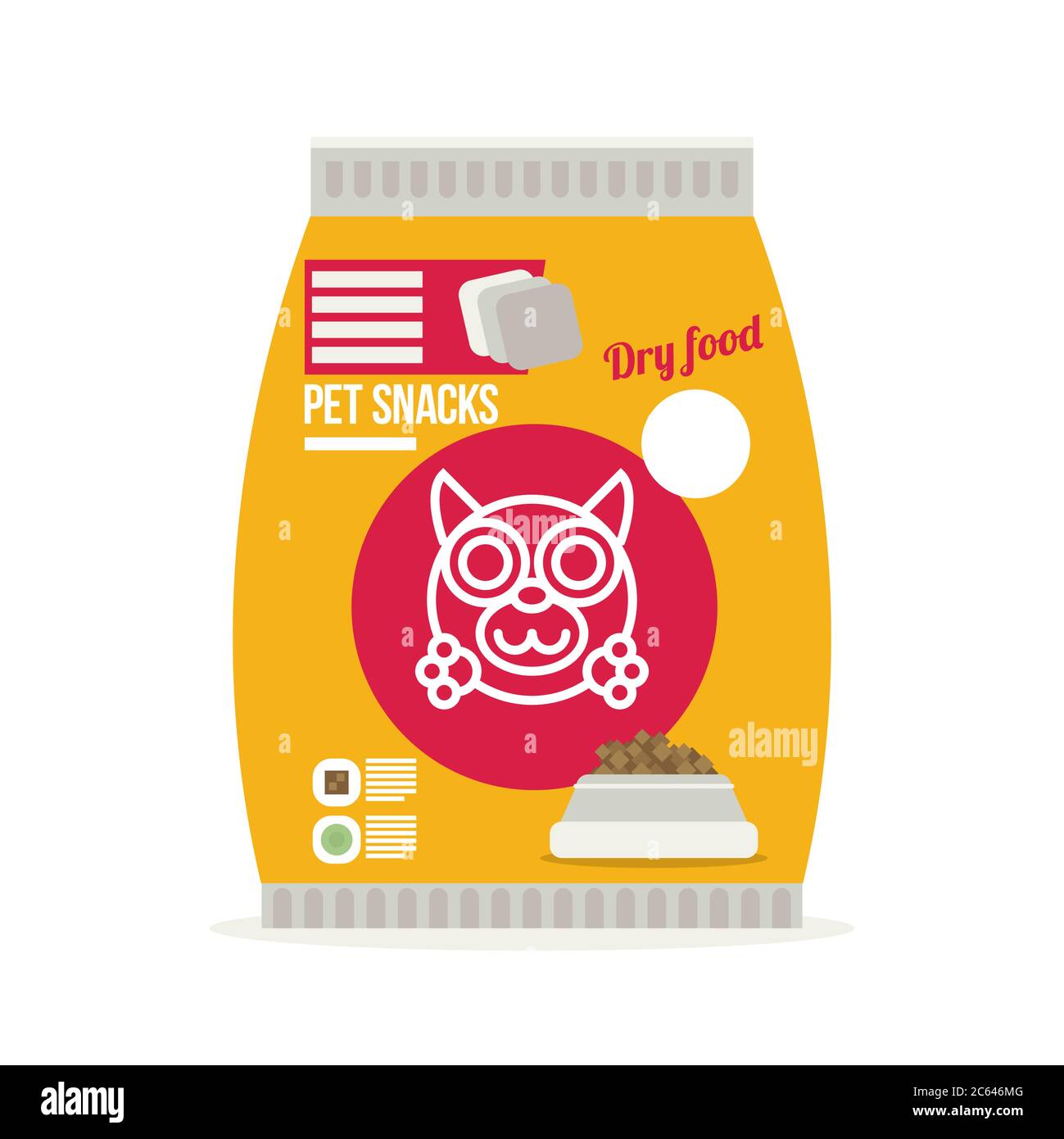 Pet snacks in pouches. Vector icon of dog dry food. Icon design for ...