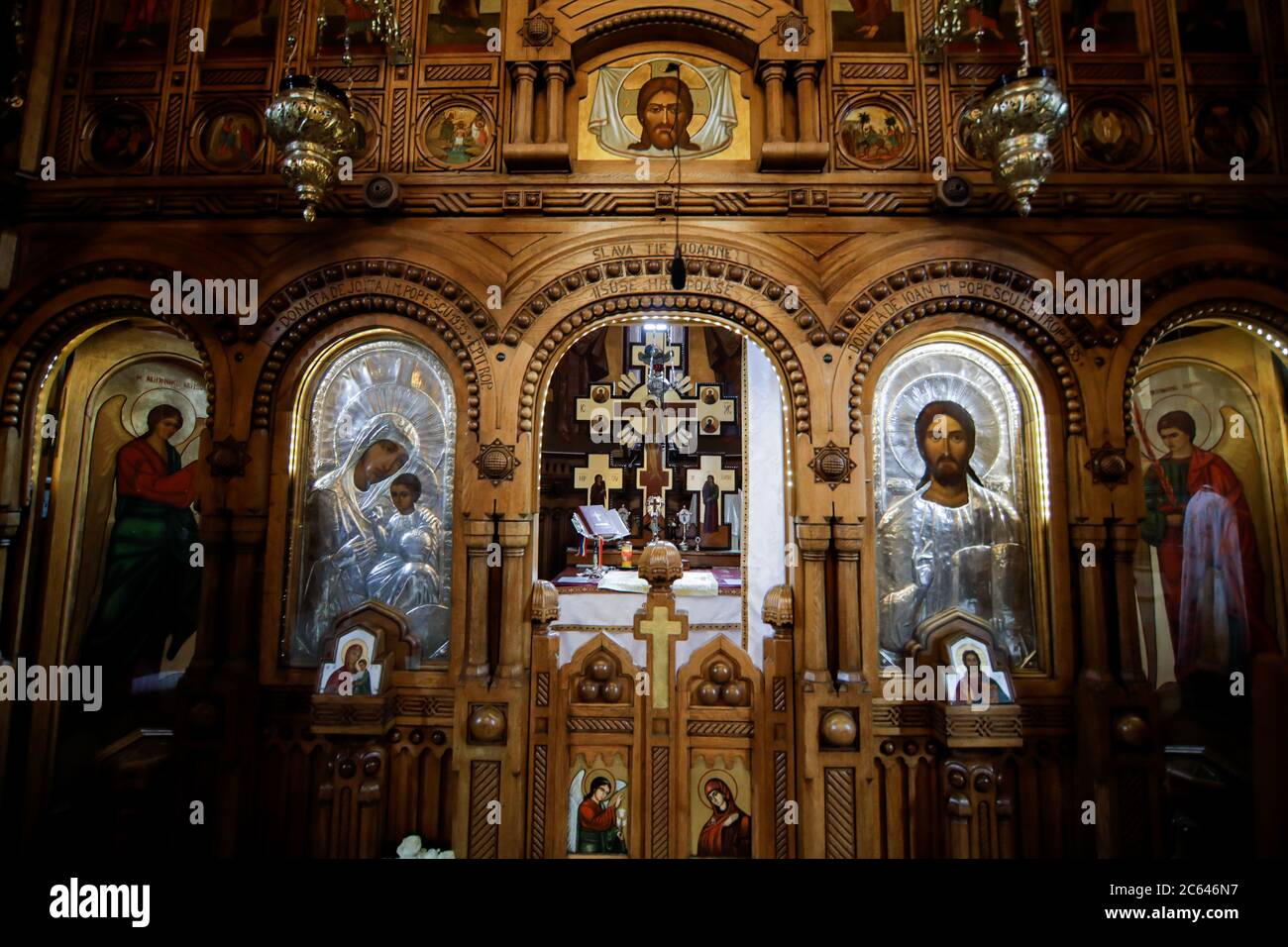 Bucharest, Romania - May 24, 2020: Interior of an Orthodox church Stock ...