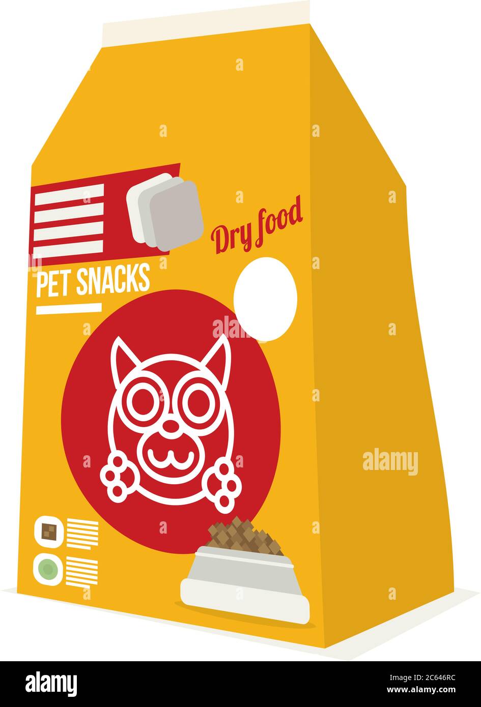 Pet snacks in pouches. Vector icon of dog dry food. Icon design for ...