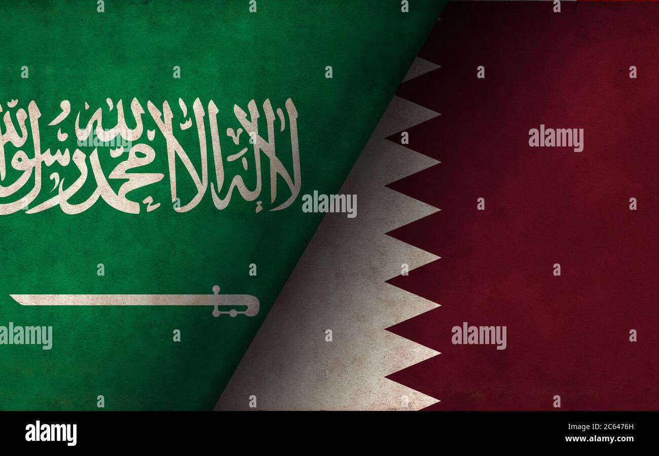 Grunge country flag illustration / Saudi arabia vs Qatar (Political or ...