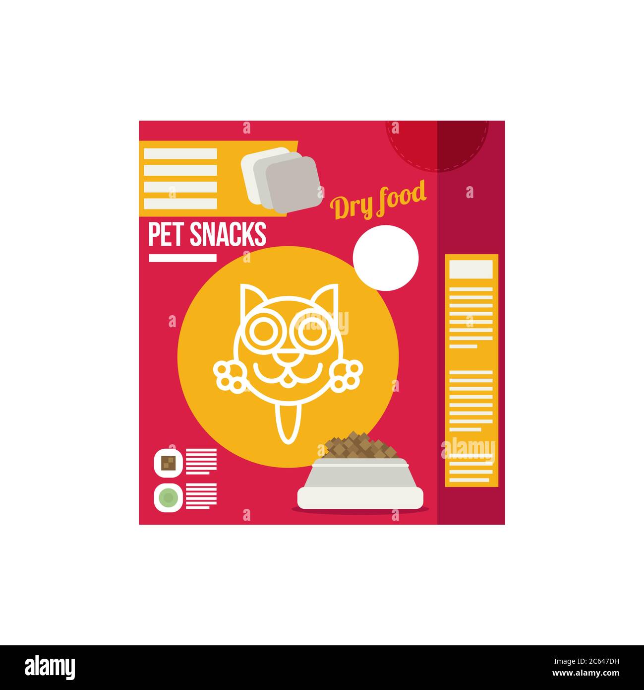 Pet snacks in pouches. Vector icon of cat dry food. Icon design for ...