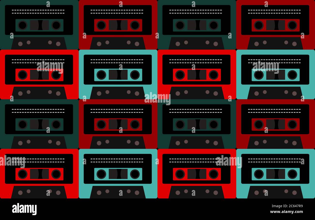 Seamless texture of old cassettes. Vector background for your ...