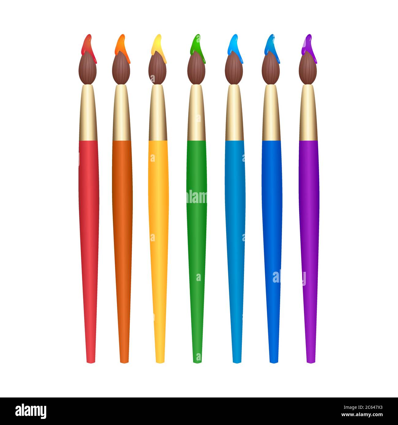 Set of rainbow paint brushes. Vector element for your creativity Stock ...