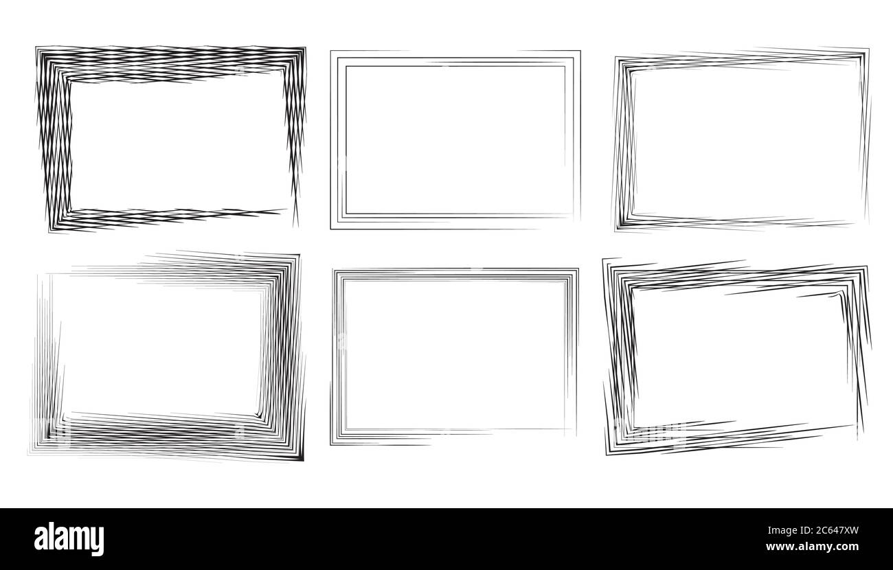 Set of rectangular frames with strokes and engraving. Vector element ...