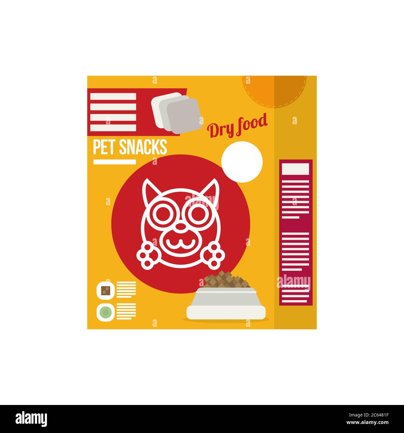 Pet snacks in pouches. Vector icon of dog dry food. Icon design for ...